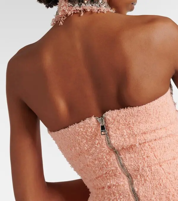 Balmain Embellished Halterneck Minidress