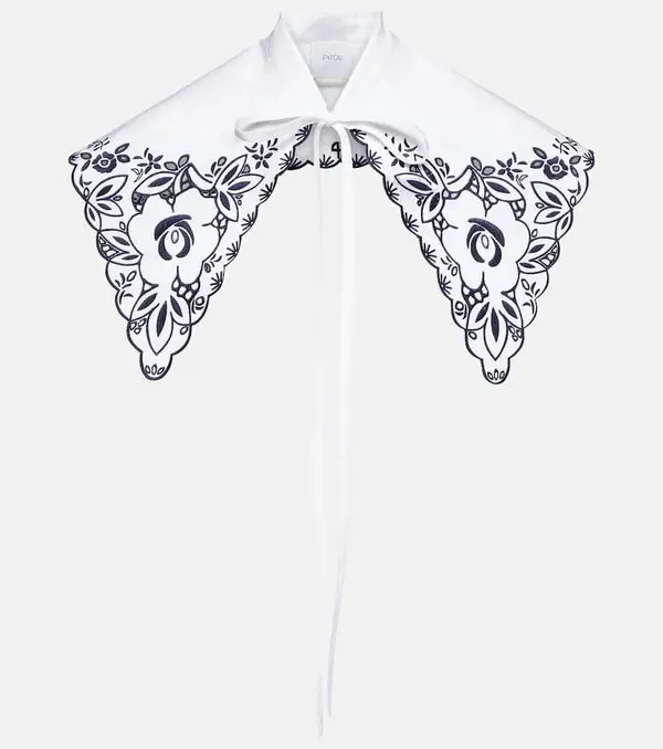 PATOU Embroidered Cotton Poplin Collar - White
