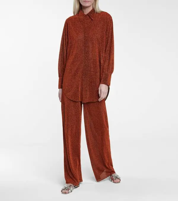 Oseree Lumiere High-rise Wide-leg Pants