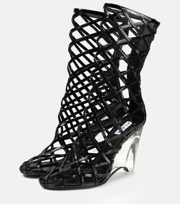 Alaïa Leather Wedge Ankle Boots