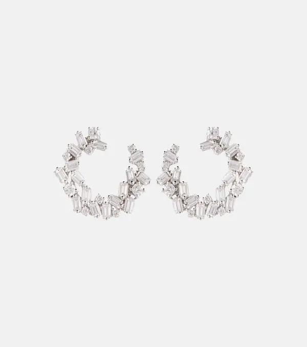 SUZANNE KALAN Chloe 18kt Gold Hoop Earrings With Diamonds - White