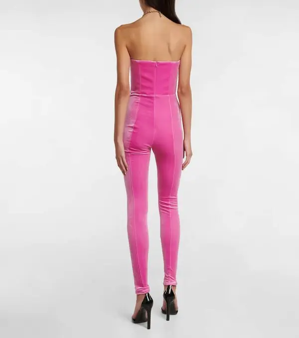 Alex Perry Strapless Velvet Jumpsuit