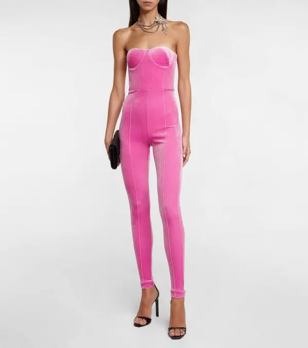 Alex Perry Strapless Velvet Jumpsuit
