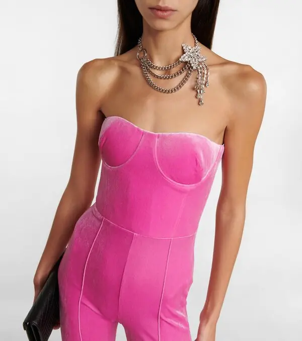 Alex Perry Strapless Velvet Jumpsuit