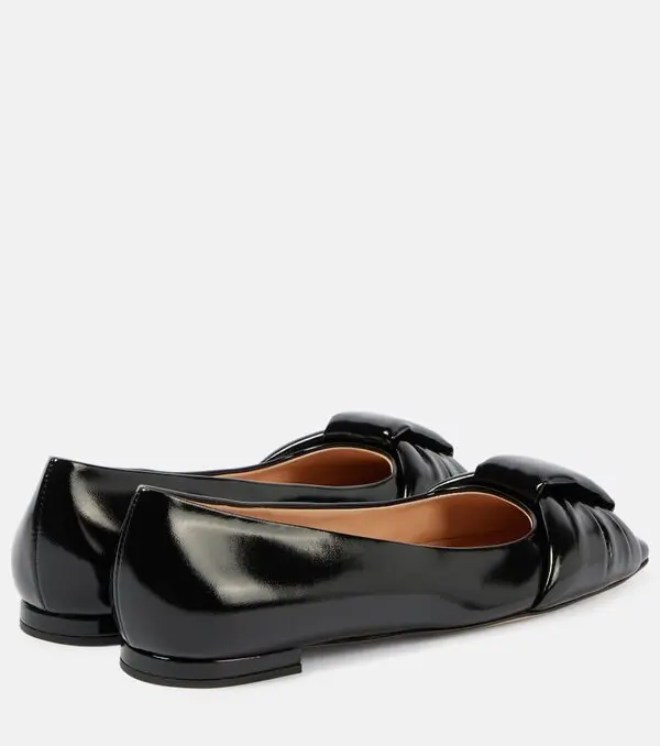 GIANVITO ROSSI Paradi Bow-detail Leather Ballet Flats