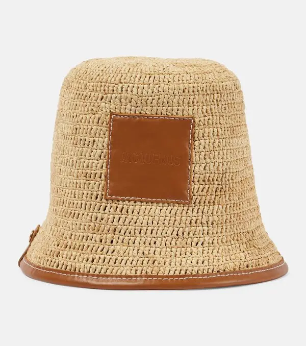 Jacquemus Le Bob Soli Raffia Bucket Hat - Beige