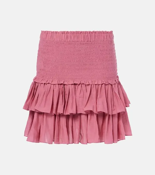 MARANT ETOILE Naomi Shirred Ruffled Miniskirt - Pink