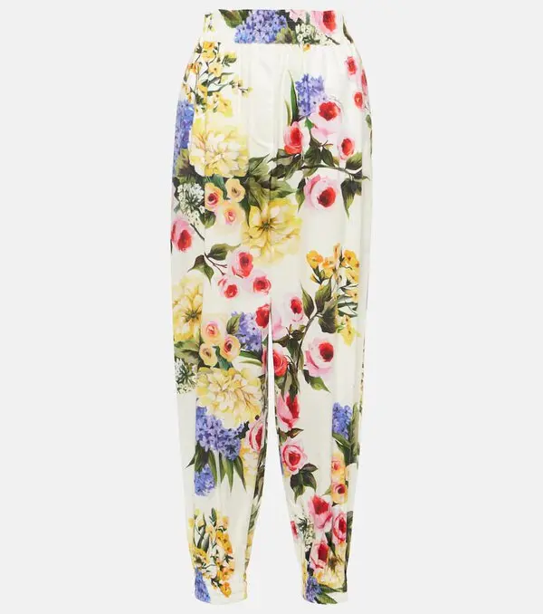 Dolce & Gabbana Floral Cotton Poplin Tapered Pants