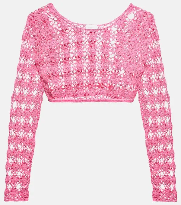 Anna Kosturova Bella Crochet Crop Top - Pink