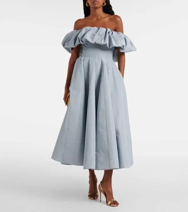 MARKARIAN Marlowe Ruffled Taffeta Midi Dress