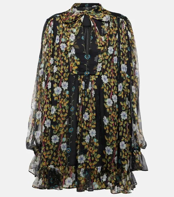 Etro Floral Silk Crepon Mini Dress