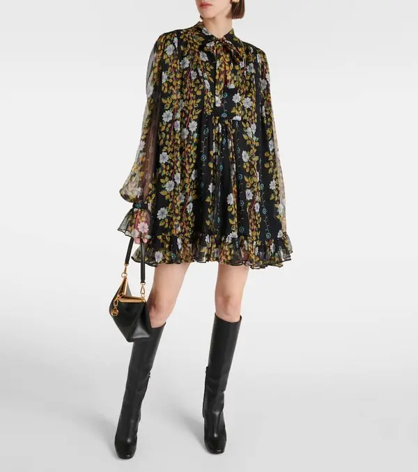 Etro Floral Silk Crepon Mini Dress