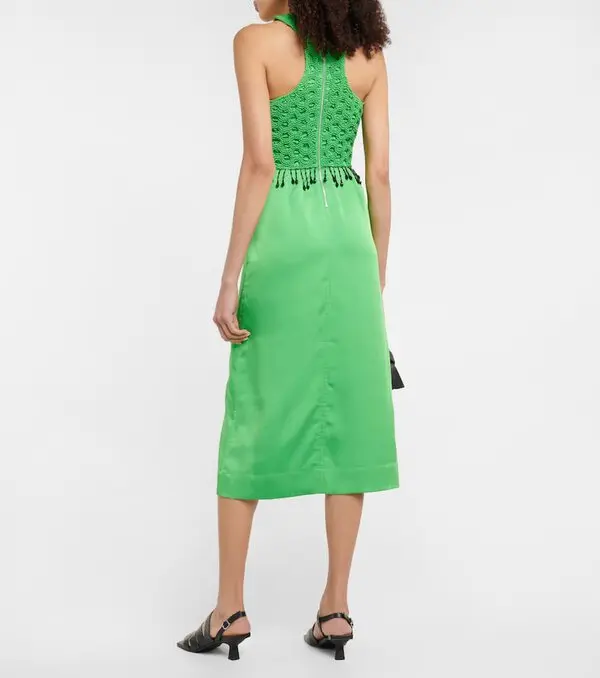 GANNI Halterneck Satin Midi Dress