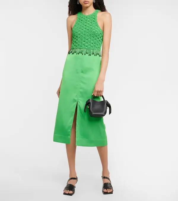 GANNI Halterneck Satin Midi Dress