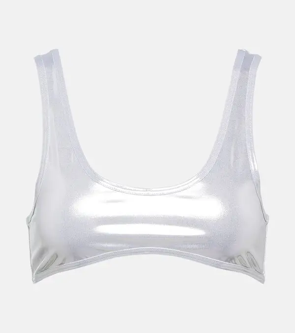 REINA OLGA Coolio Lame Bikini Top - Silver