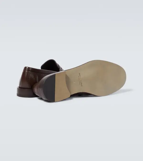 Manolo Blahnik Perry Leather Penny Loafers