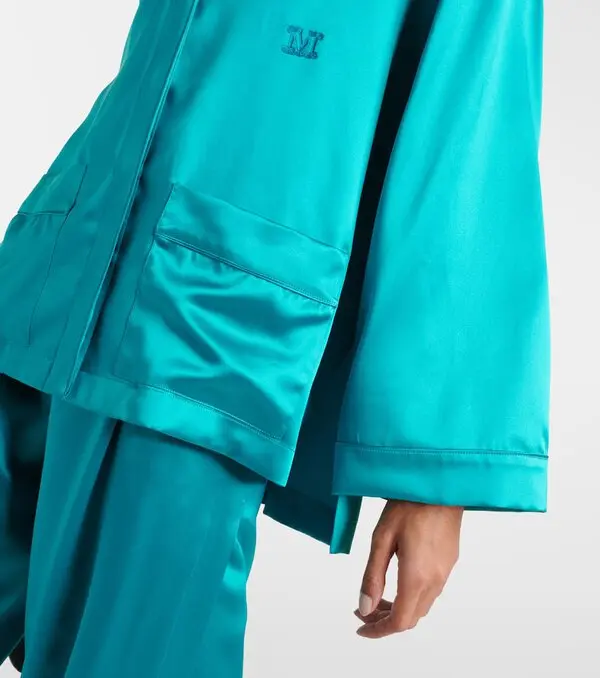 Max Mara Elegante Vasaio Silk Pajama Shirt - Blue