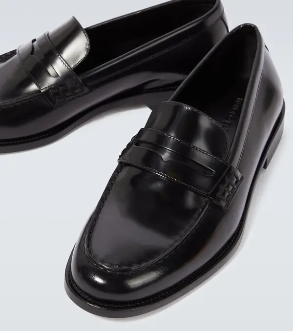 Manolo Blahnik Perry Leather Penny Loafers