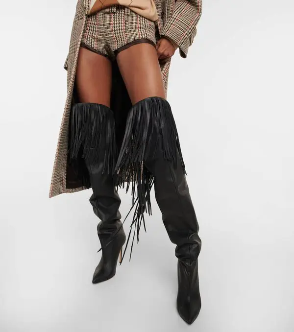 Paris Texas Fringed Over-the-knee Leather Boots