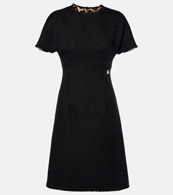 Dolce & Gabbana Dg Wool-blend Tweed Minidress - Black