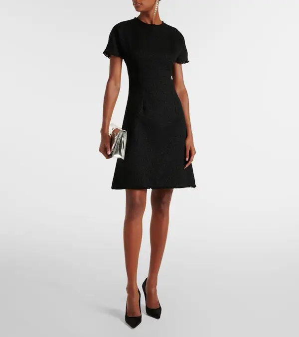 Dolce & Gabbana Dg Wool-blend Tweed Minidress - Black