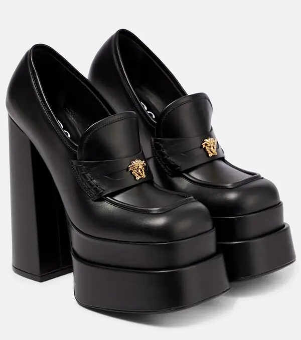 Versace Aevitas Leather Platform Loafers