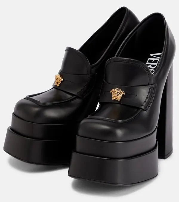 Versace Aevitas Leather Platform Loafers