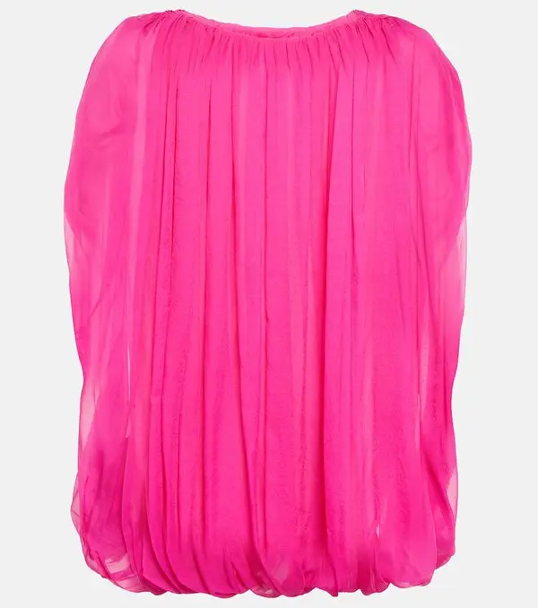 Rick Owens Gathered Silk Chiffon Top - Pink
