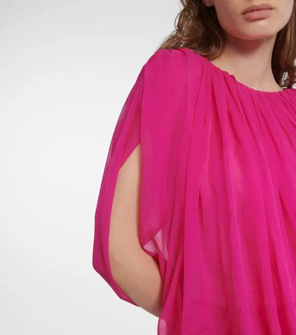 Rick Owens Gathered Silk Chiffon Top - Pink