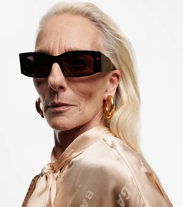 Balenciaga Logo Rectangular Sunglasses