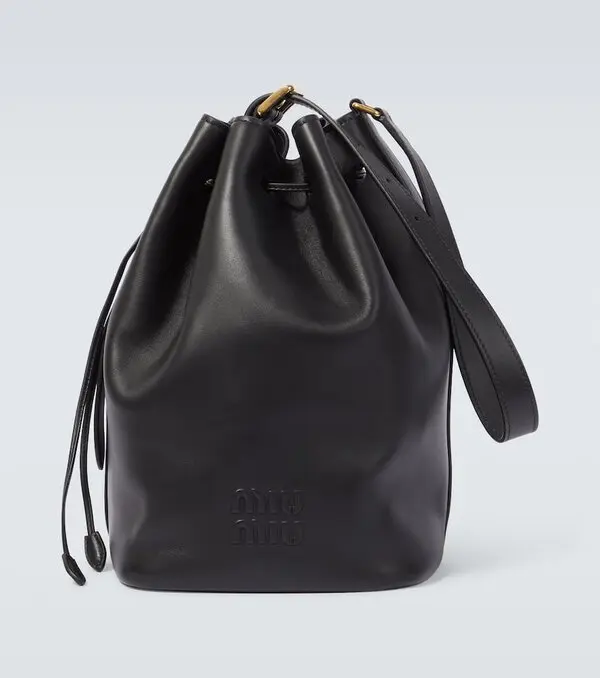 Miu Miu Logo Leather Bucket Bag