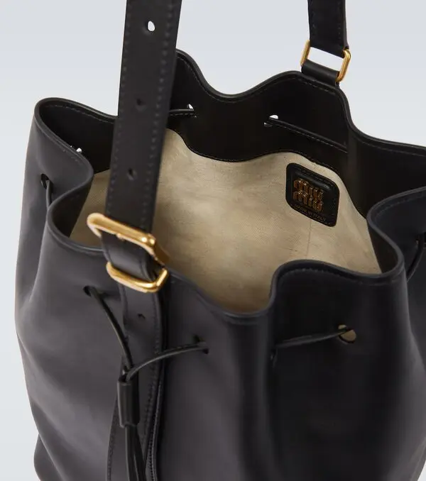 Miu Miu Logo Leather Bucket Bag