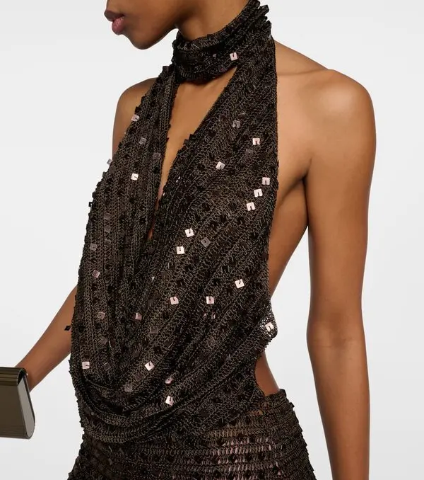 AYA MUSE Tipo Sequined Halterneck Mini Dress