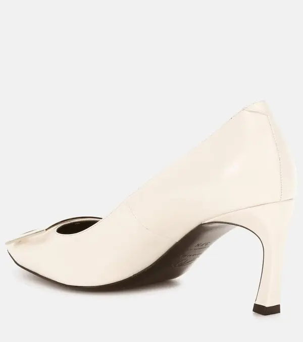 ROGER VIVIER Belle Vivier Trompette Leather Pumps - White
