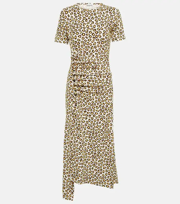 Rabanne Leopard-print Jersey Midi Dress - Multicoloured