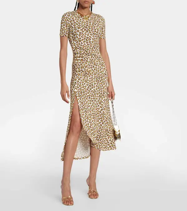 Rabanne Leopard-print Jersey Midi Dress - Multicoloured