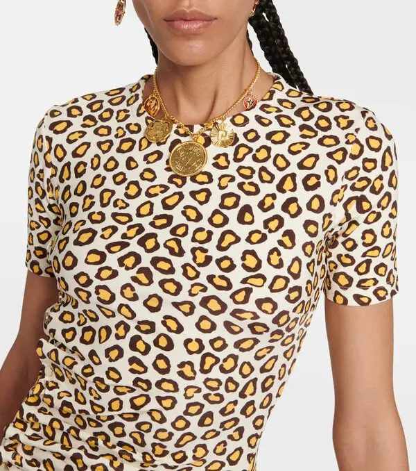 Rabanne Leopard-print Jersey Midi Dress - Multicoloured