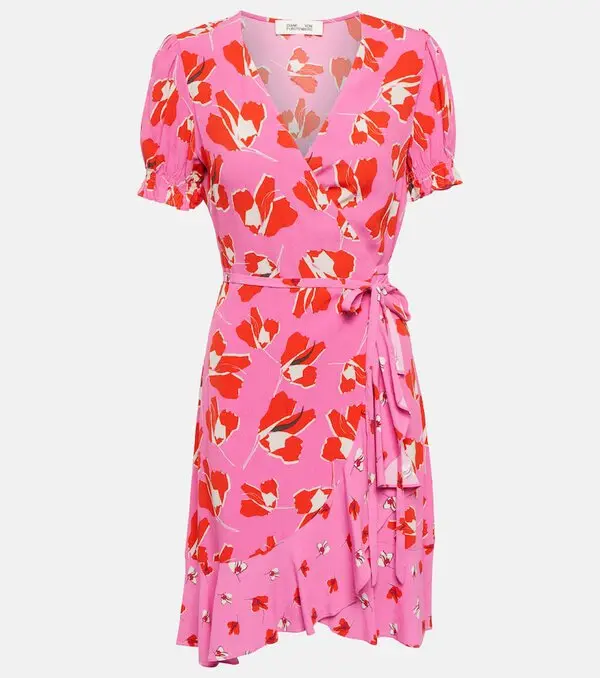 Diane Von Furstenberg Emilia Printed Mini Wrap Dress