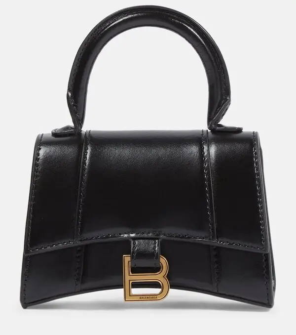 Balenciaga Hourglass Mini Leather Crossbody Bag
