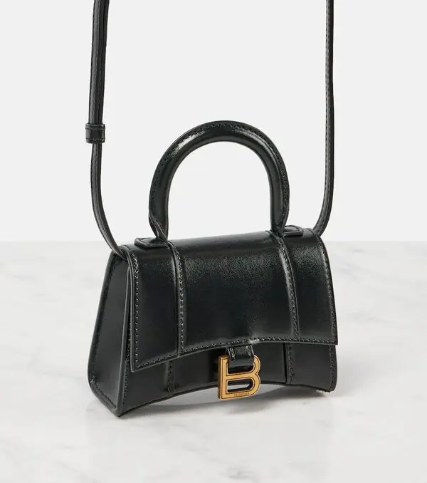 Balenciaga Hourglass Mini Leather Crossbody Bag