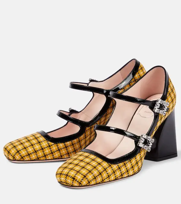 ROGER VIVIER Tres Vivier Babies Tweed Checked Pumps