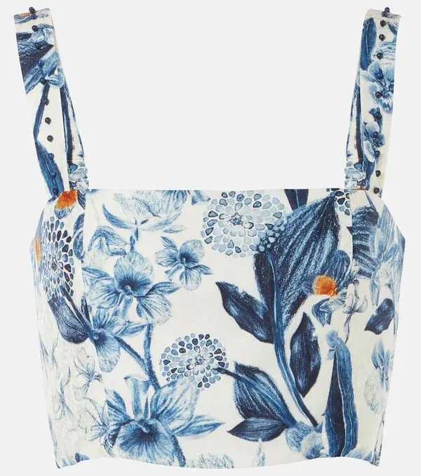 Agua Bendita Cacao Floral Crop Top - White