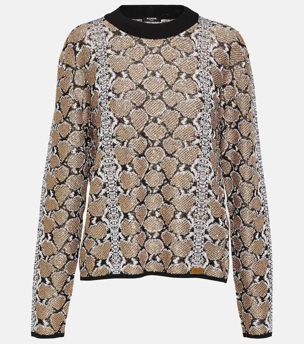 Balmain Snake-effect Jacquard Knit Sweater