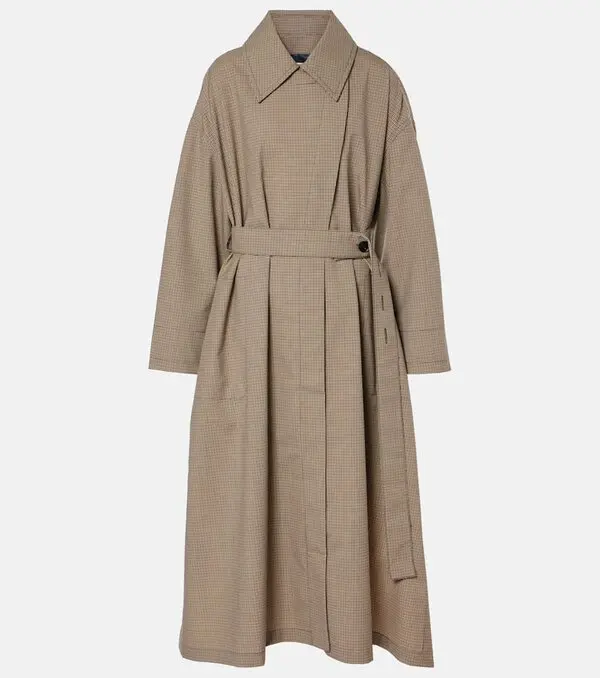 Co Checked Wool-blend Trench Coat