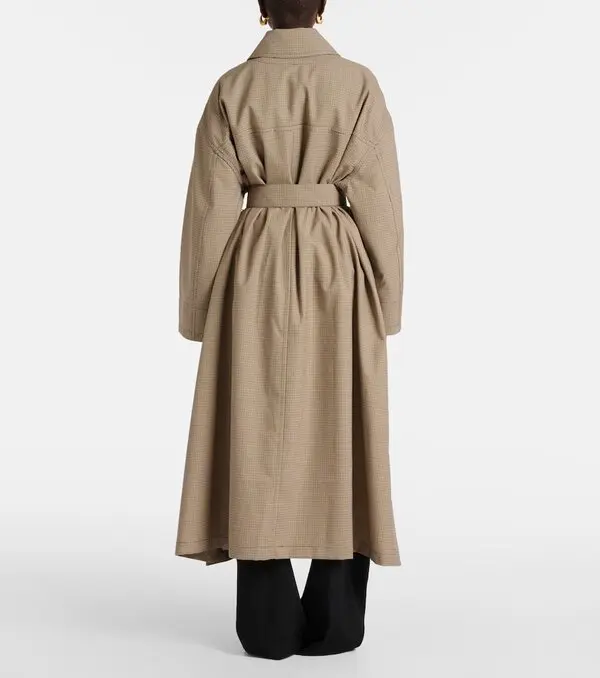 Co Checked Wool-blend Trench Coat