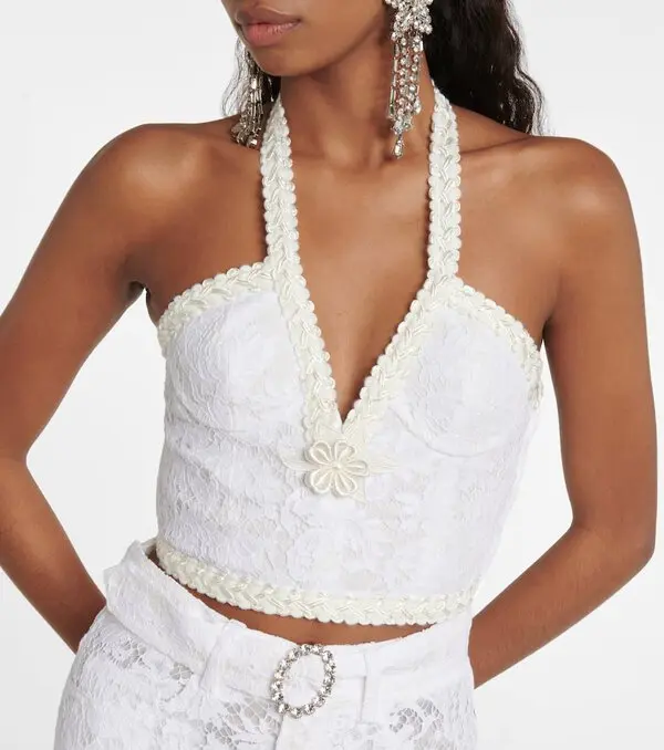 Alessandra Rich Lace Bustier Halter Top