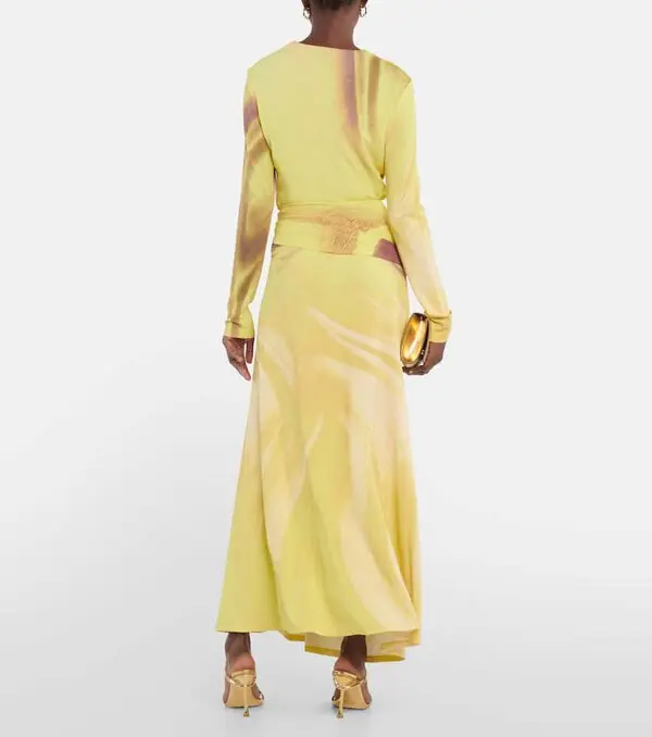 Simkhai Anika Printed Draped Midi Skirt