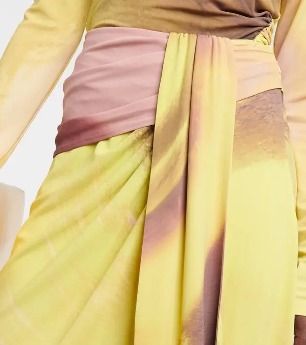 Simkhai Anika Printed Draped Midi Skirt