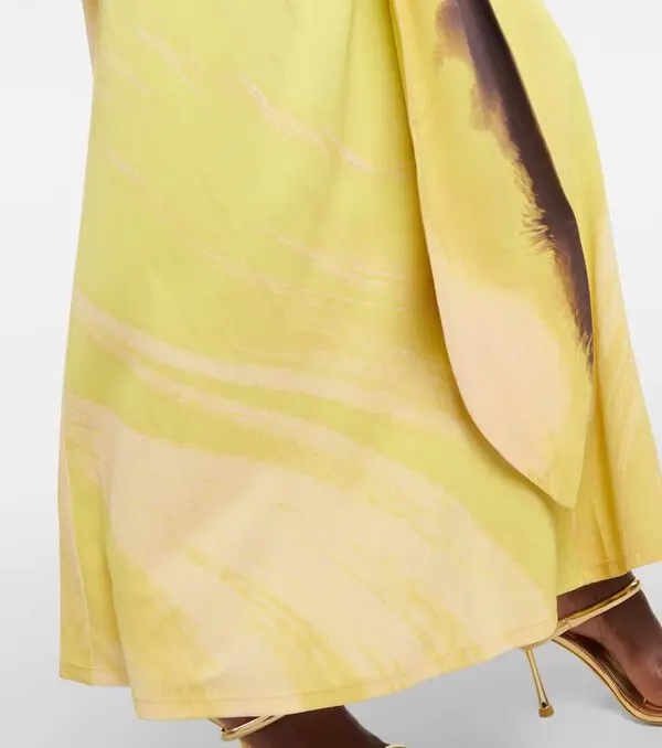 Simkhai Anika Printed Draped Midi Skirt