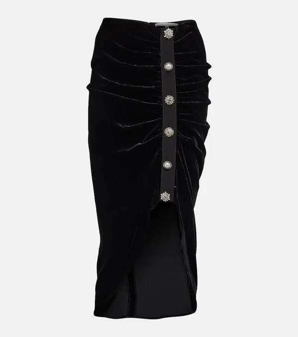 Veronica Beard Ari Embellished Velvet Midi Skirt